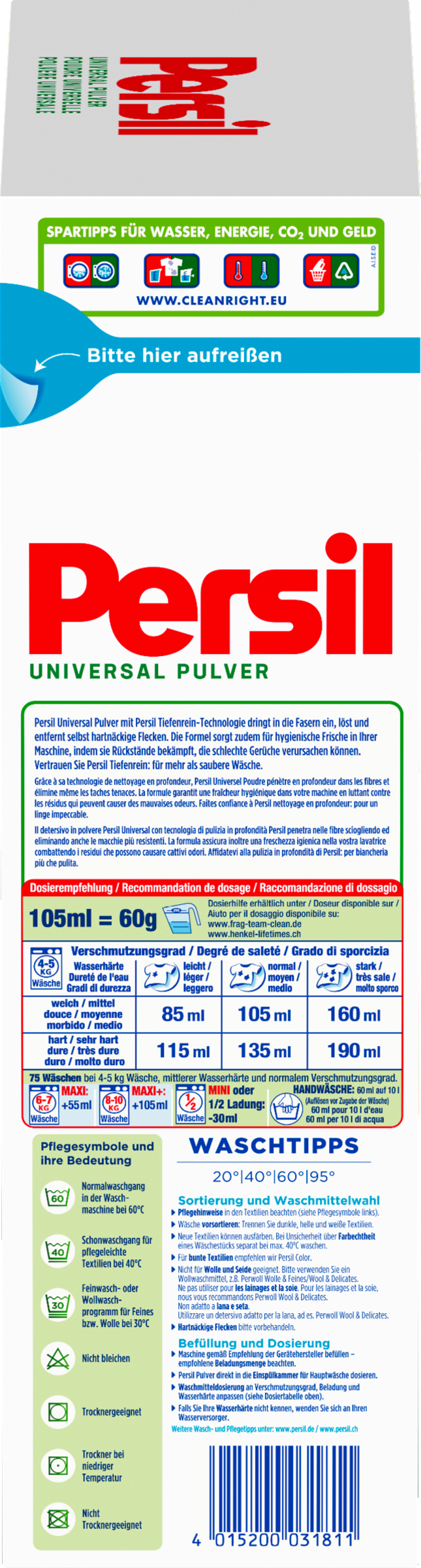 Persil Universal Vollwaschmittel Pulver 75 WL online kaufen | rossmann.de