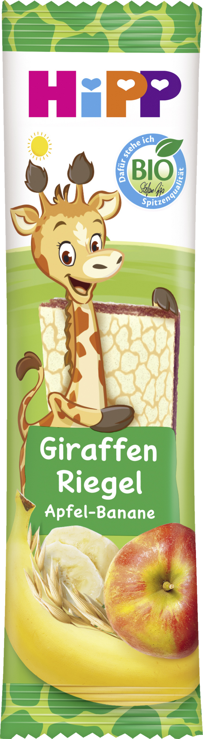 HiPP HiPP Bio für Kinder Giraffe Früchte Riegel Apfel-Banane-Hafer, 23g ...