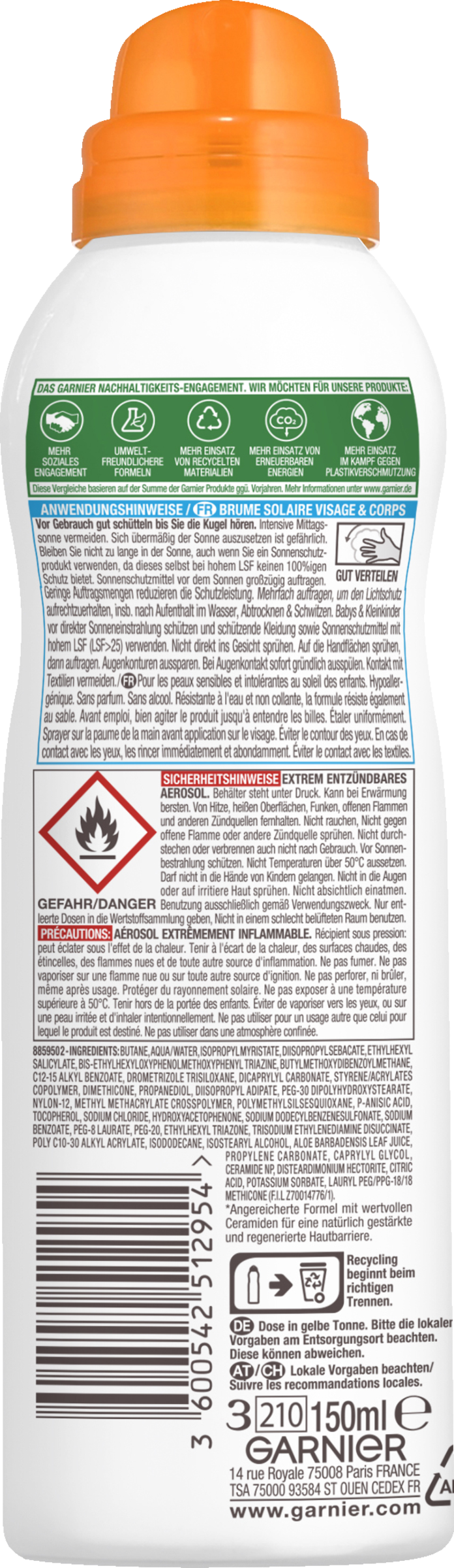 Garnier Ambre Solaire KIDS SENSITIVE expert+ Anti-Sand Spray LSF 50 ...