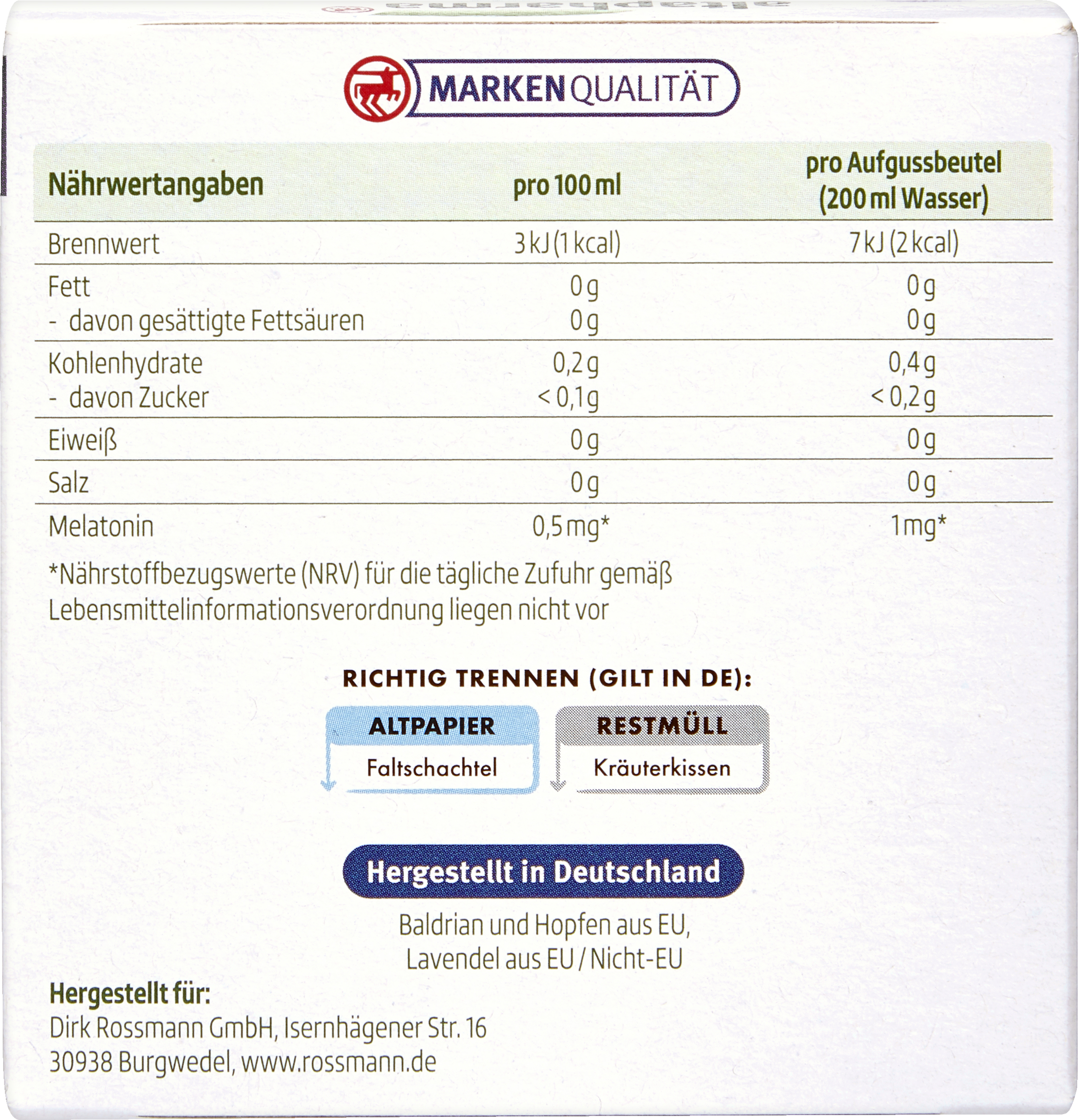altapharma Einschlaf Tee mit Melatonin online kaufen | rossmann.de