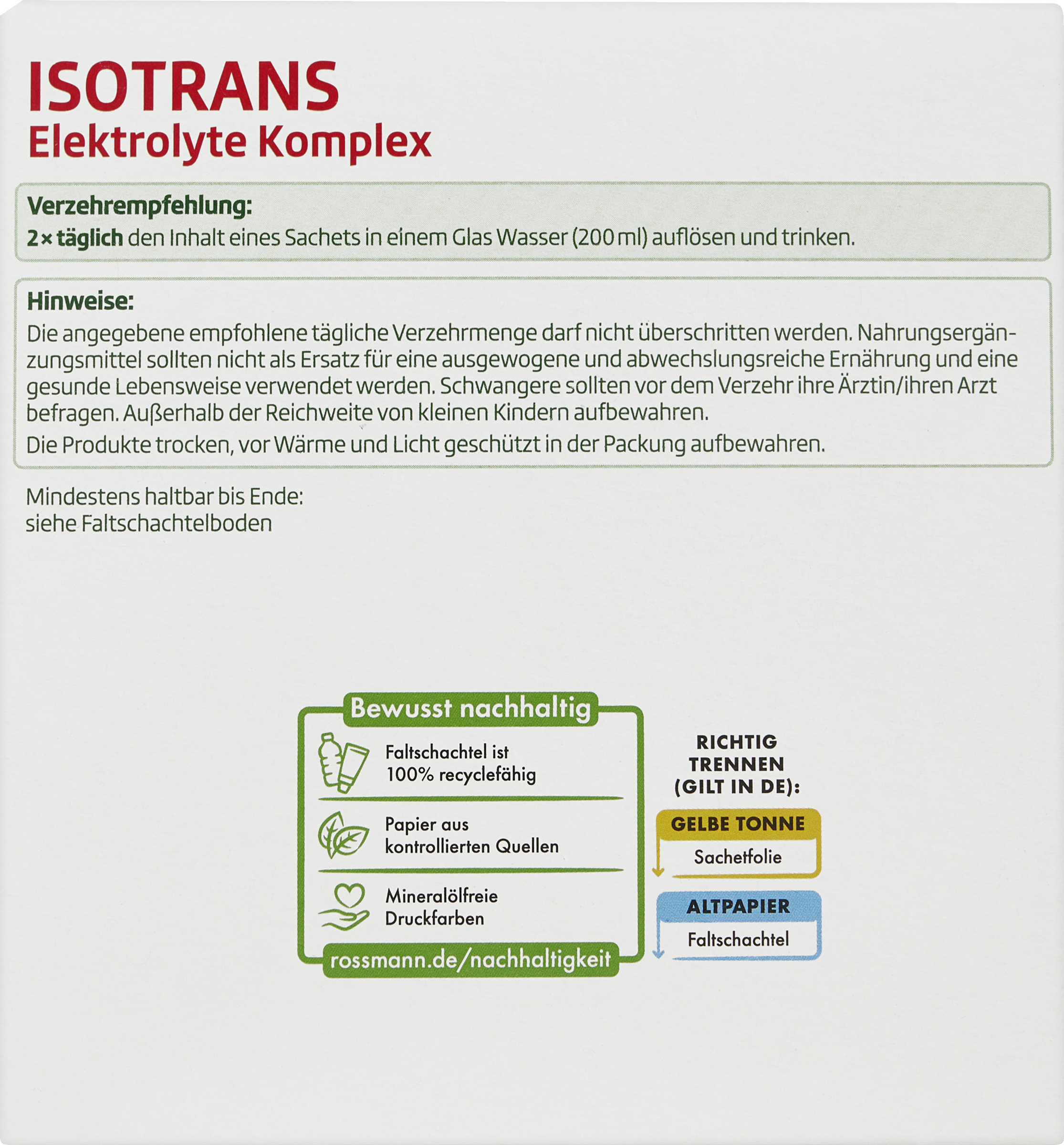 altapharma Isotrans Elektrolyte Komplex online kaufen | rossmann.de