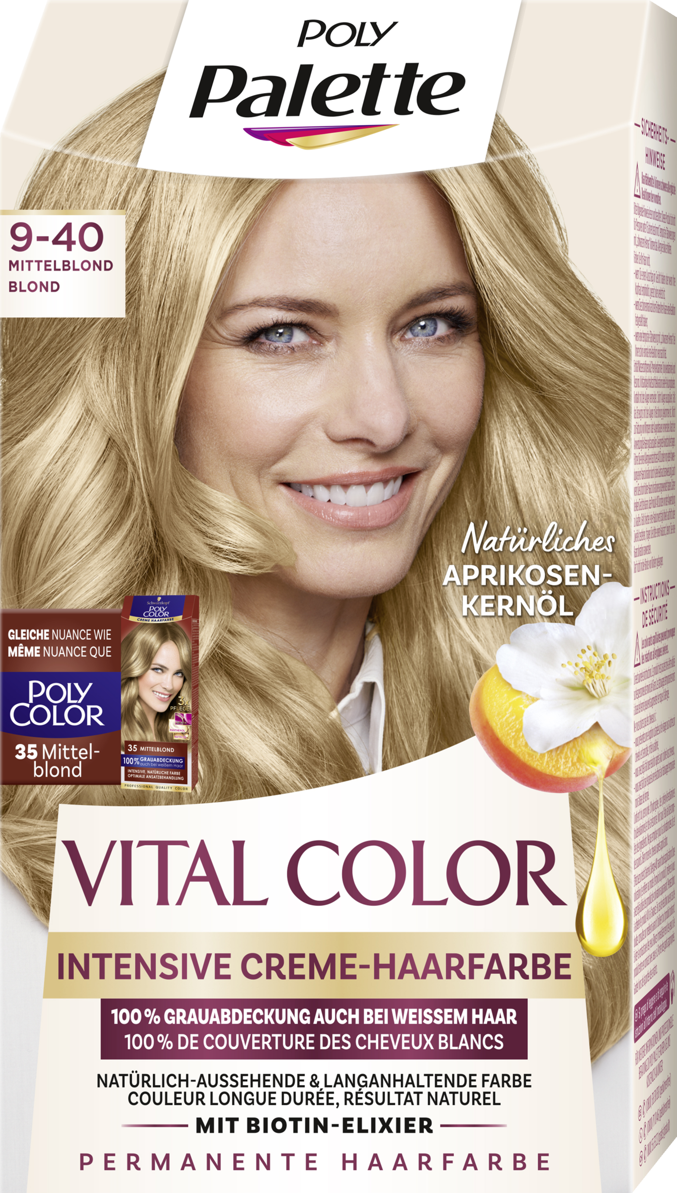 Poly Palette Vital Color Intensive Creme-Haarfarbe 9-40 Mittelblond ...
