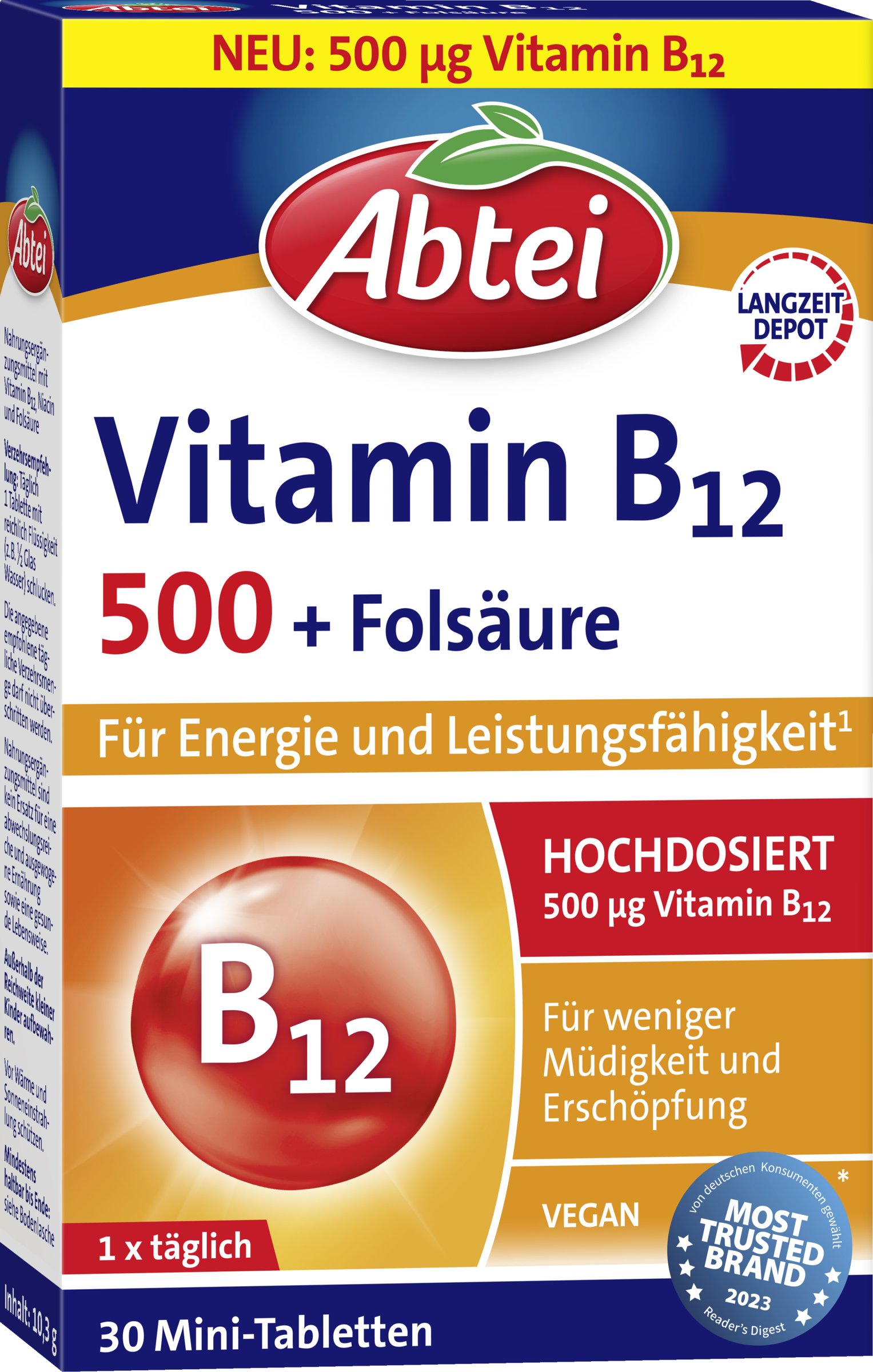 Abtei Vitamin B12 500 + Folsäure Mini-Tabletten online kaufen | rossmann.de