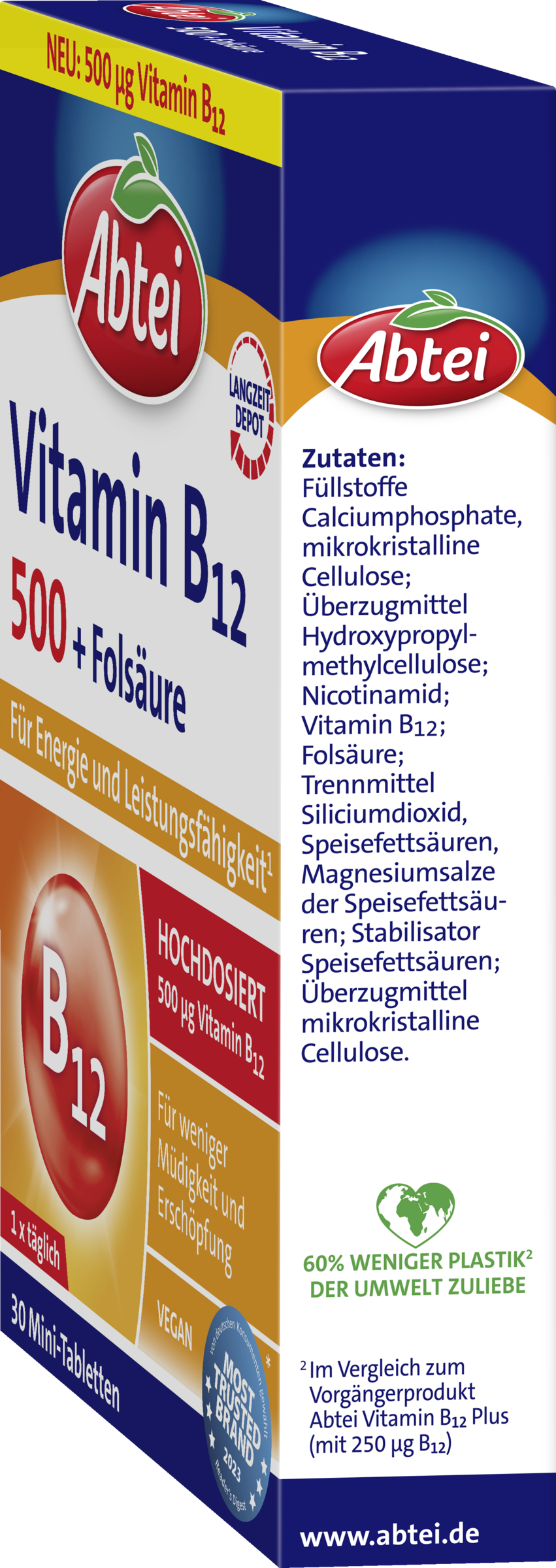 Abtei Vitamin B12 500 + Folsäure Mini-Tabletten online kaufen | rossmann.de