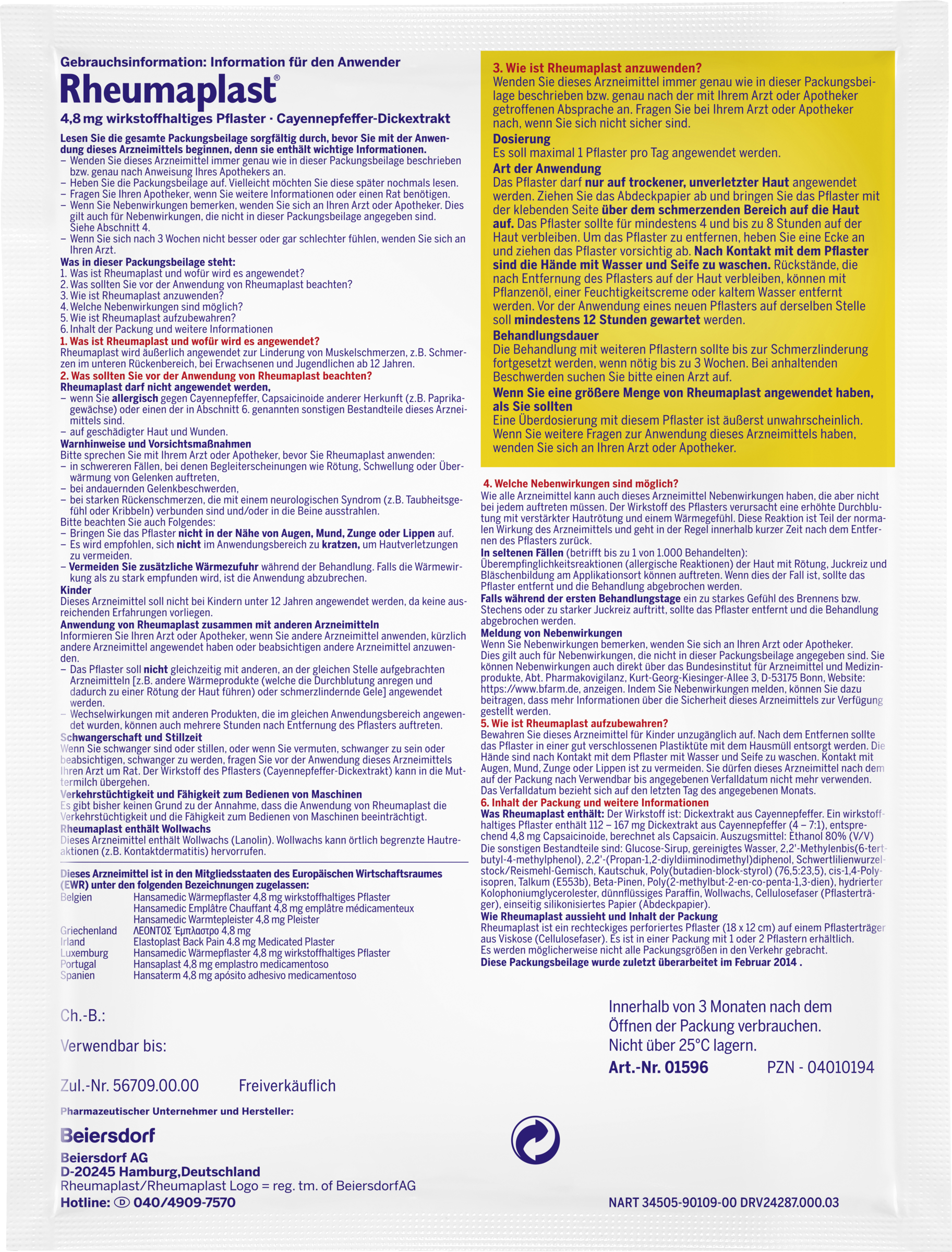 Rheumaplast Rheumaplast Wärmepflaster 18x12cm 2 Stück | rossmann.de