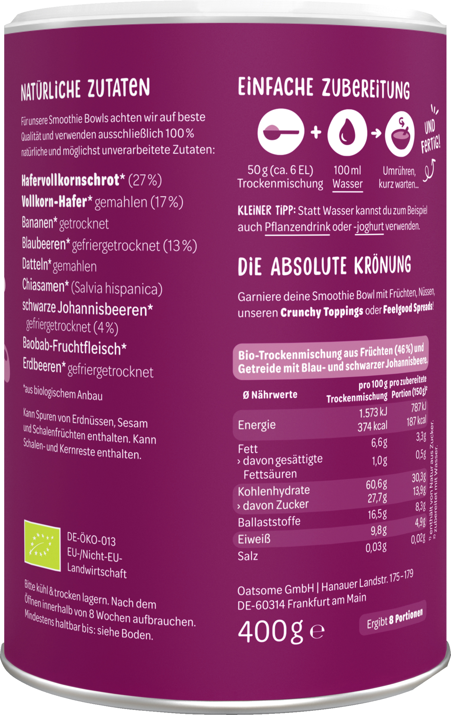 Oatsome Bio Smoothie Bowl Benjamin Blaubeer online kaufen | rossmann.de