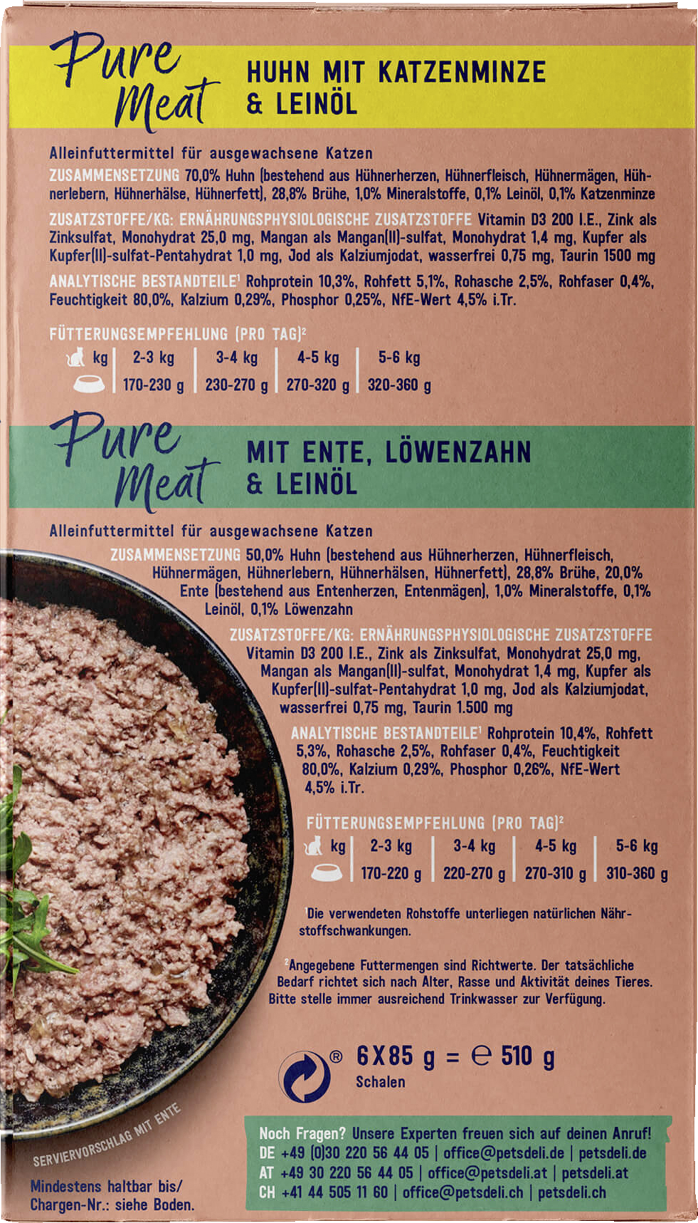 Pets Deli Nassfutter Pure Meat Multipack Ente & Huhn für Katzen online ...