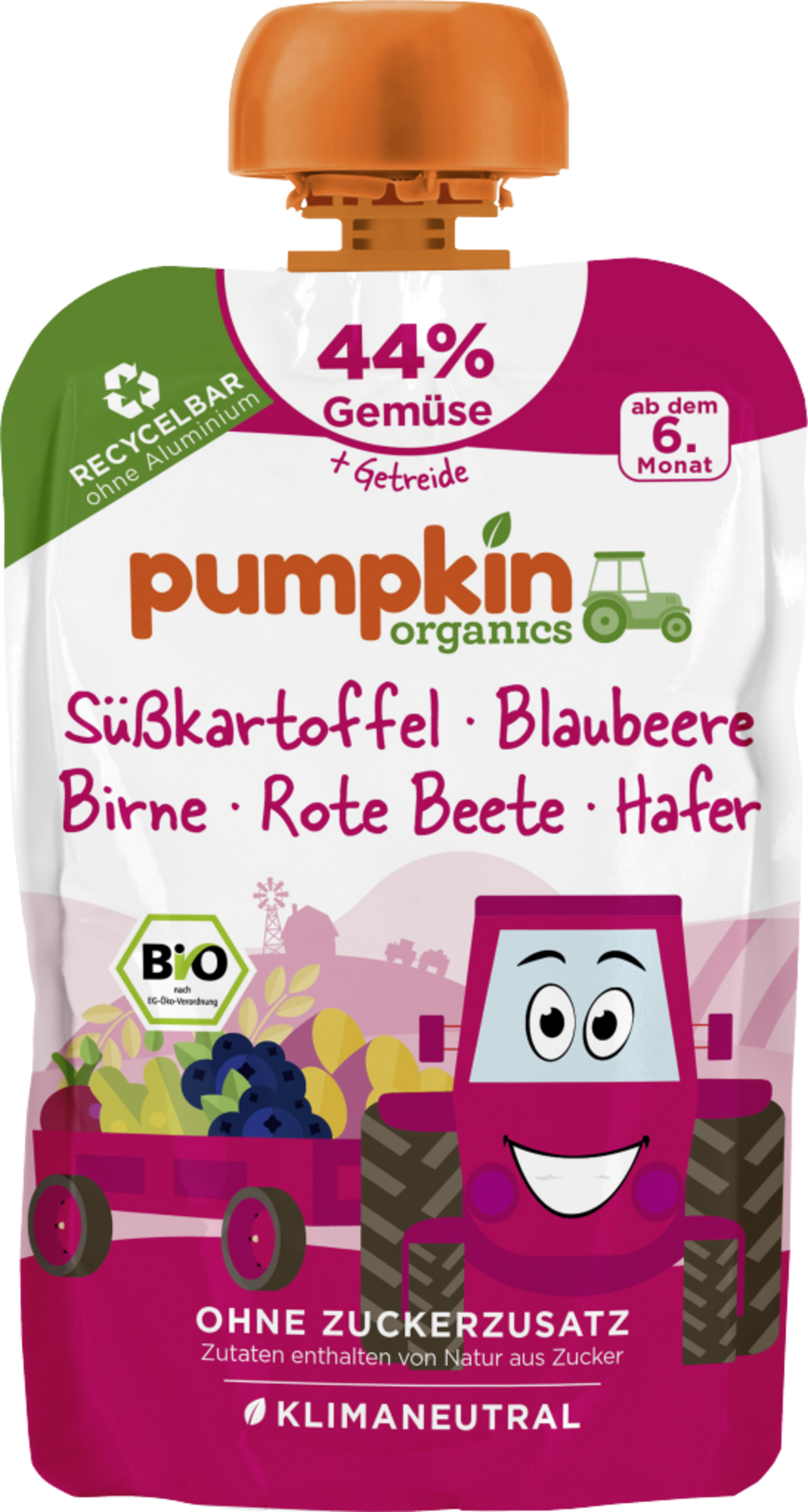 Pumpkin Organics Bio Quetschie mit Süßkartoffel, Blaubeere, Birne, Rote ...