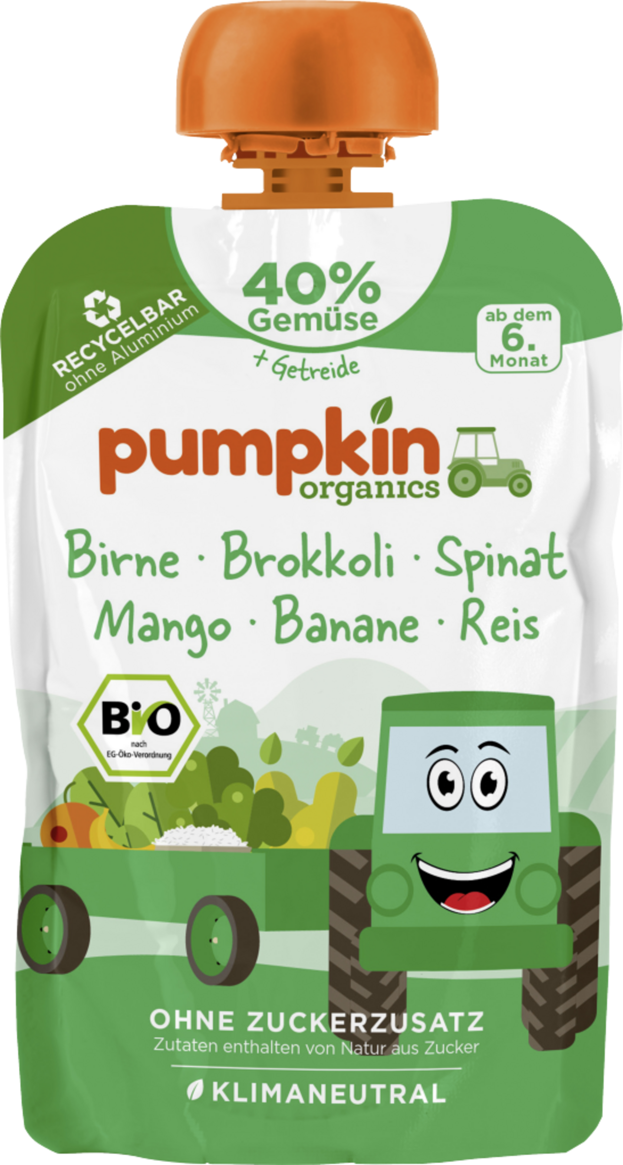 Pumpkin Organics Bio Quetschie mit Birne, Brokkoli, Spinat, Mango ...