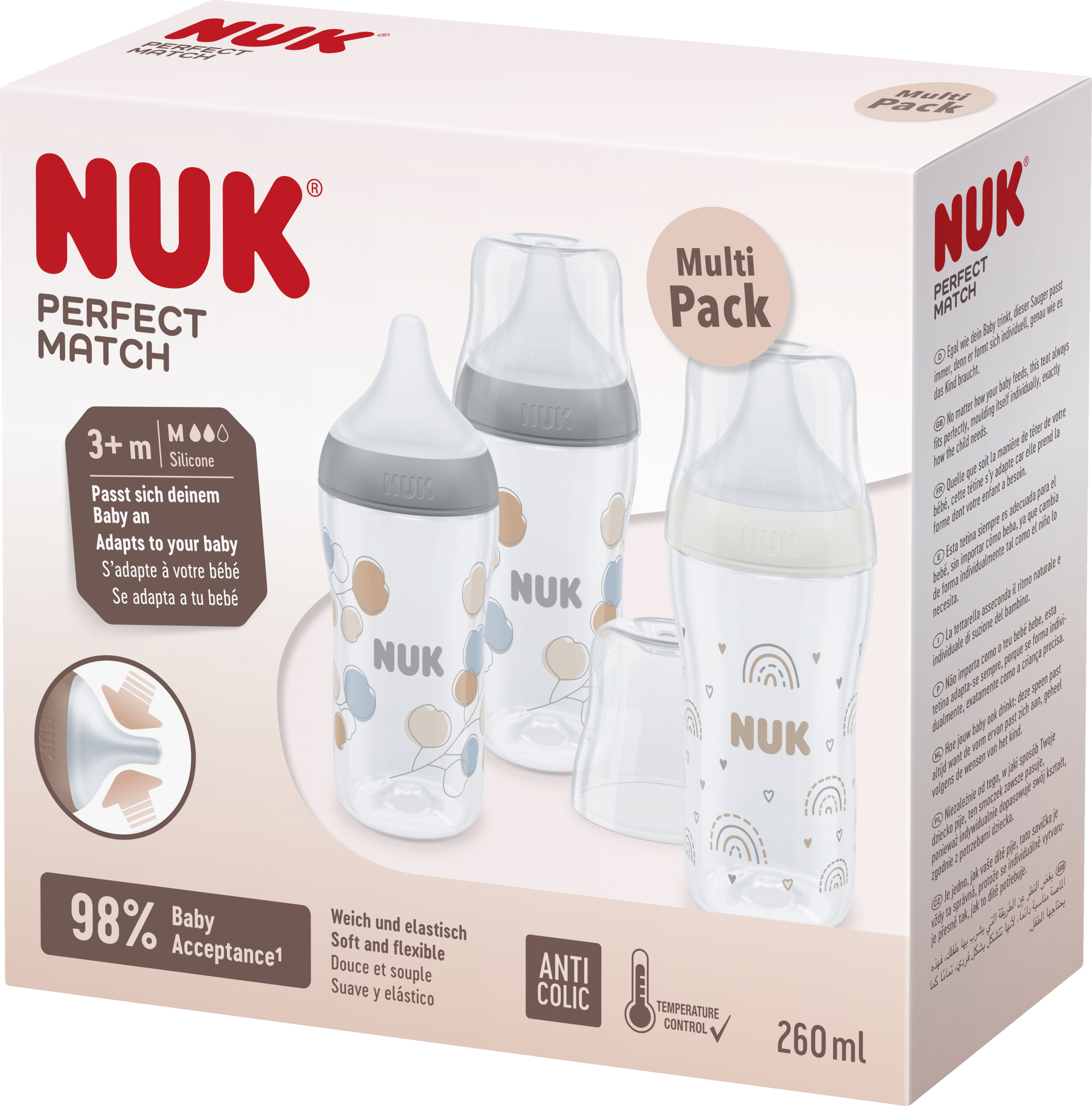 NUK Perfect Match Temperature Control 3er-Set, ab 3 Monate, 260 ml ...