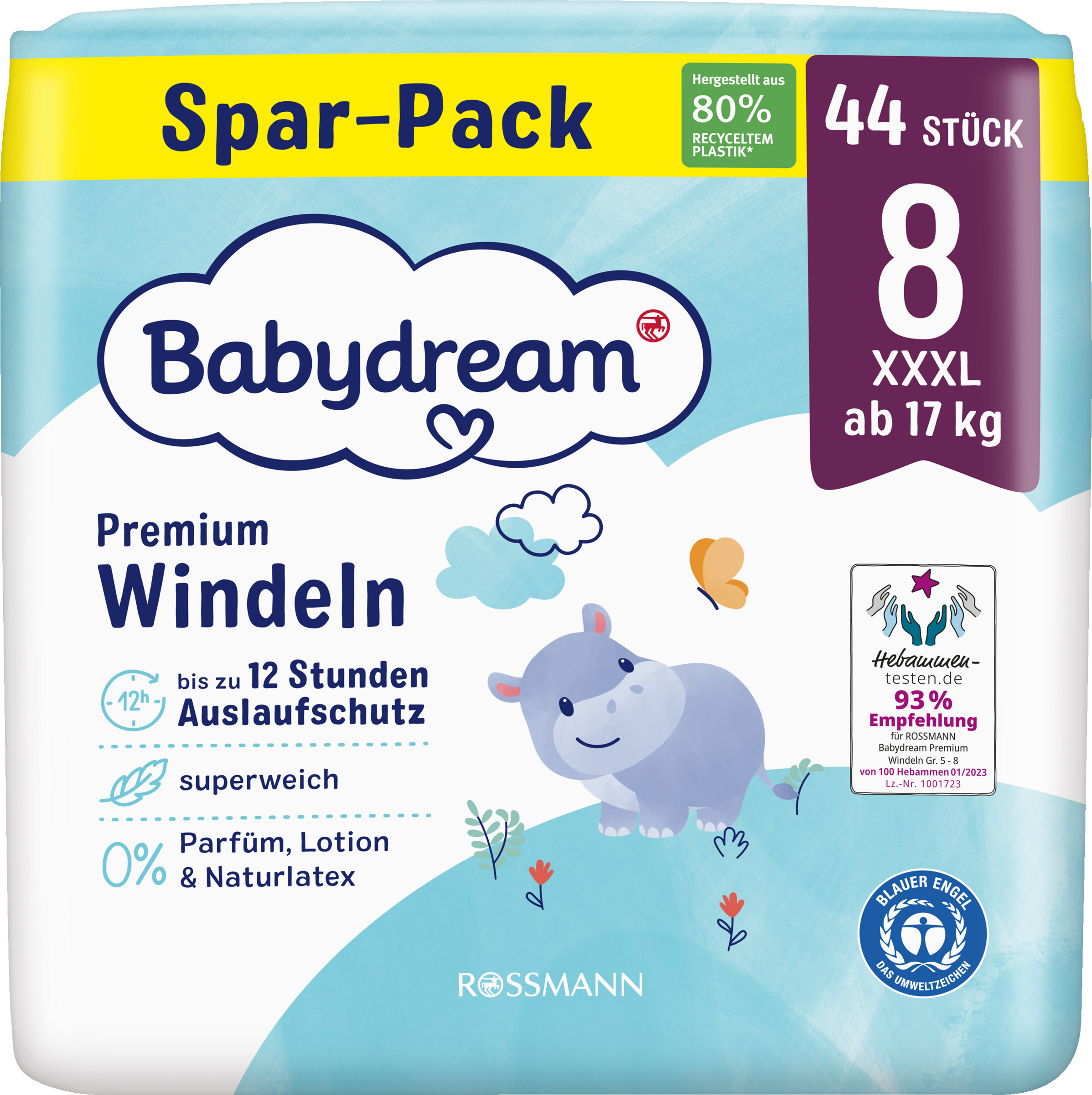 Babydream Premium Windeln Größe 8 XXXL, 44 Stück, ab 17 kg online ...