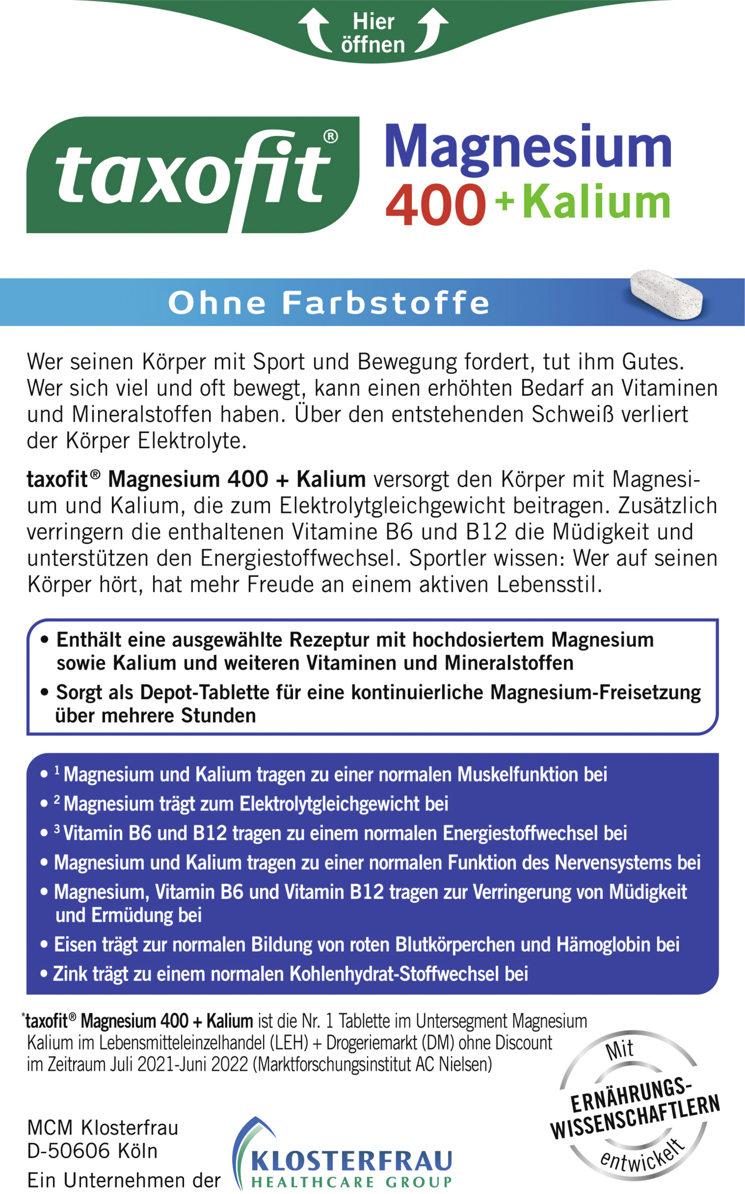 taxofit Magnesium 400 + Kalium Tab 30 online kaufen | rossmann.de