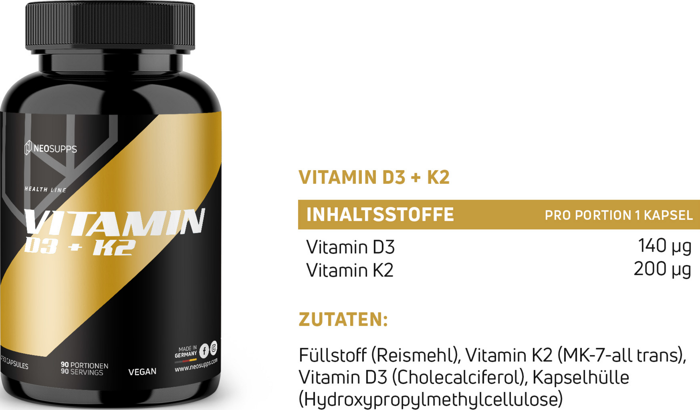 Neosupps Vitamin D3 + K2 Kapseln online kaufen | rossmann.de