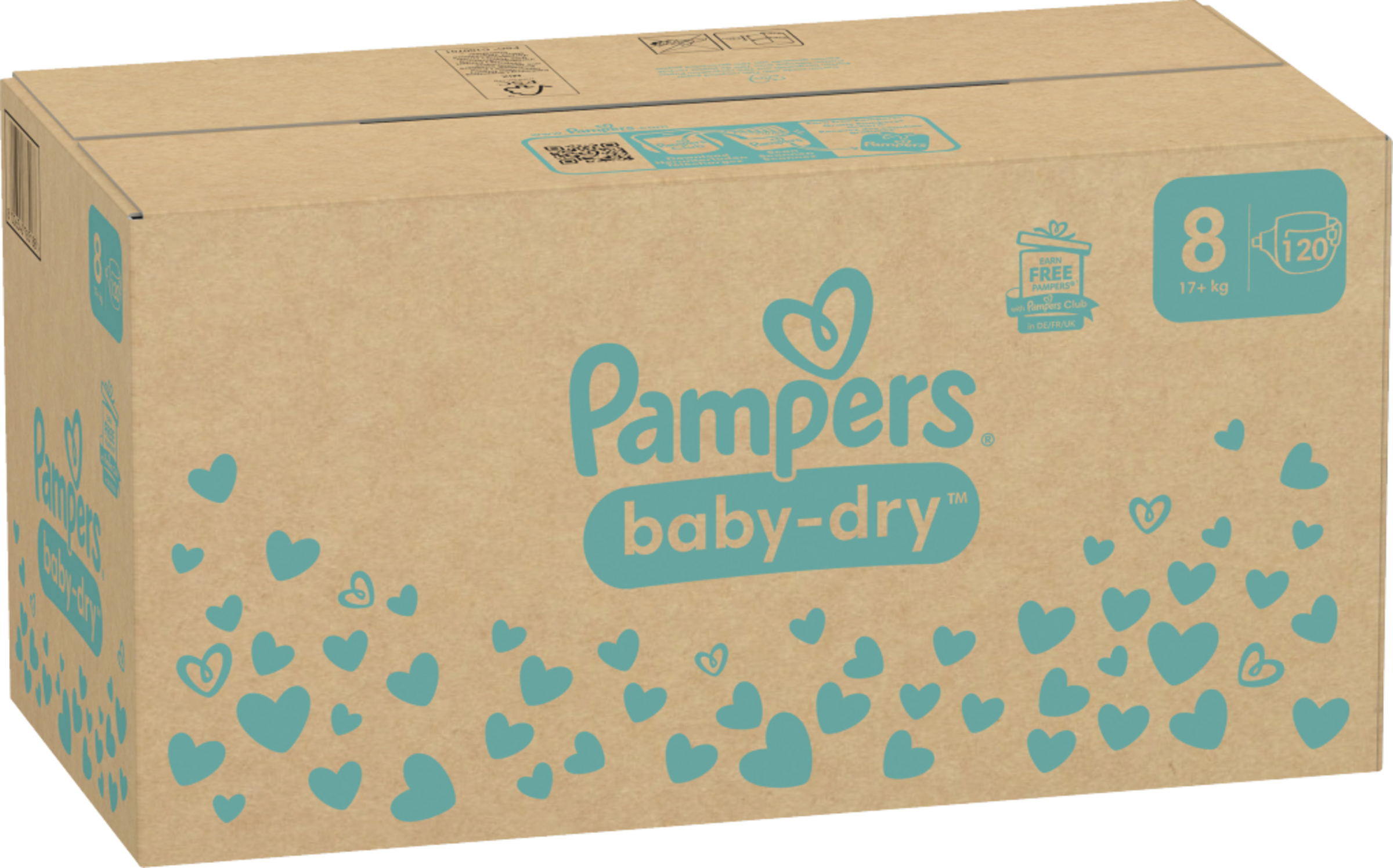 Pampers Baby Dry Windeln Gr. 8 Extra Large (17+ kg) Monatsbox 120 Stück ...