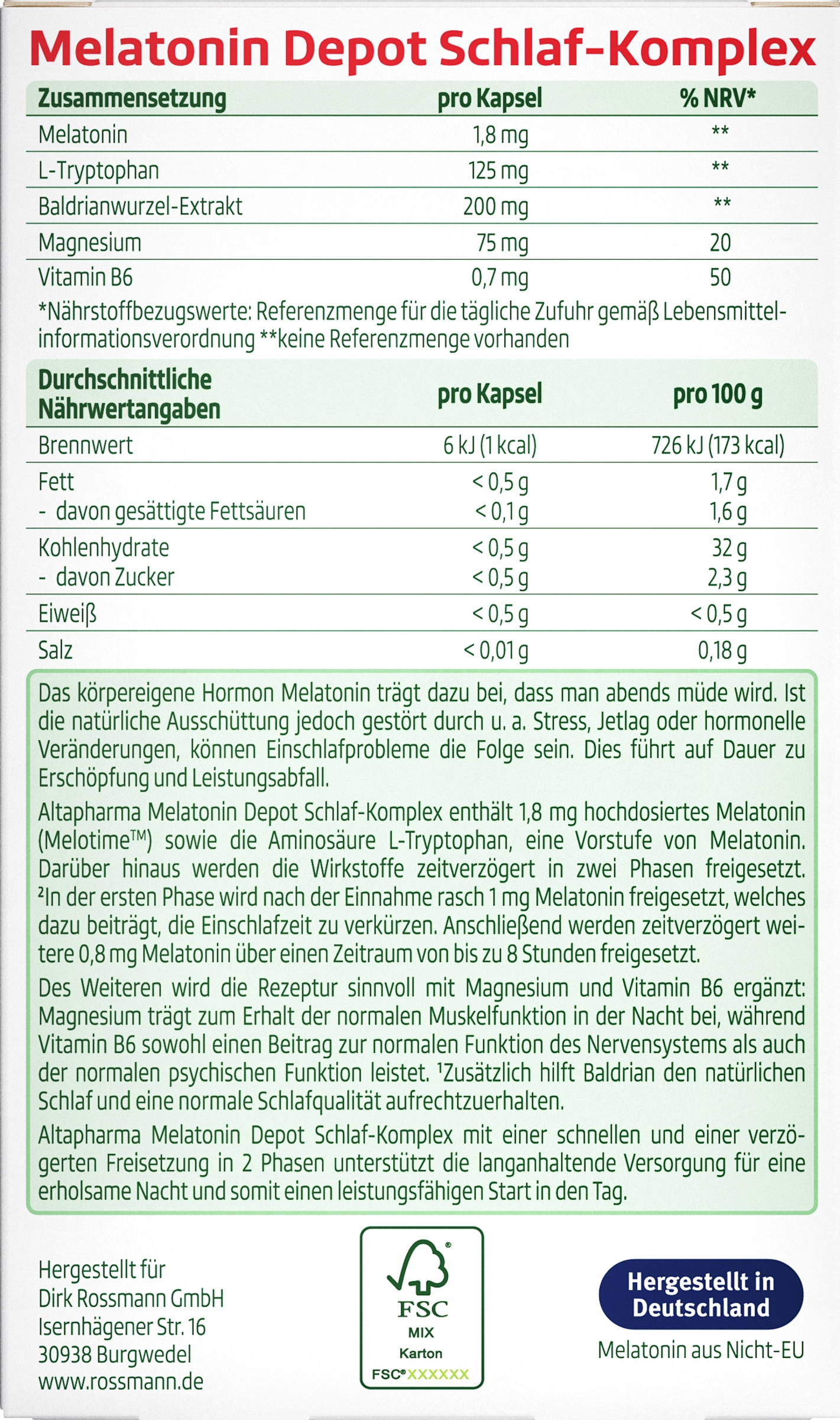 altapharma Melatonin Depot Schlaf-Komplex online kaufen | rossmann.de