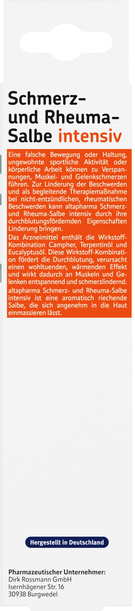 altapharma altapharma Schmerz- und Rheuma-Salbe intensiv 100 ml ...