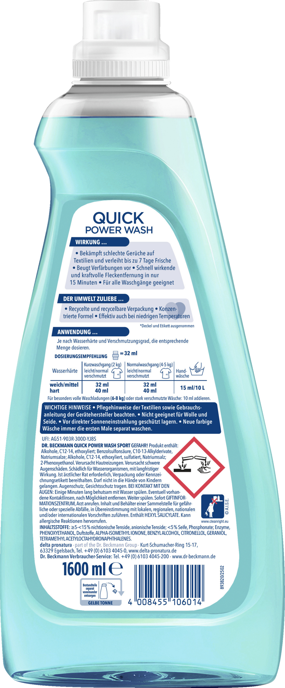 Dr. Beckmann Quick Power Wash Sport Großpackung 50WL online kaufen | rossmann.de