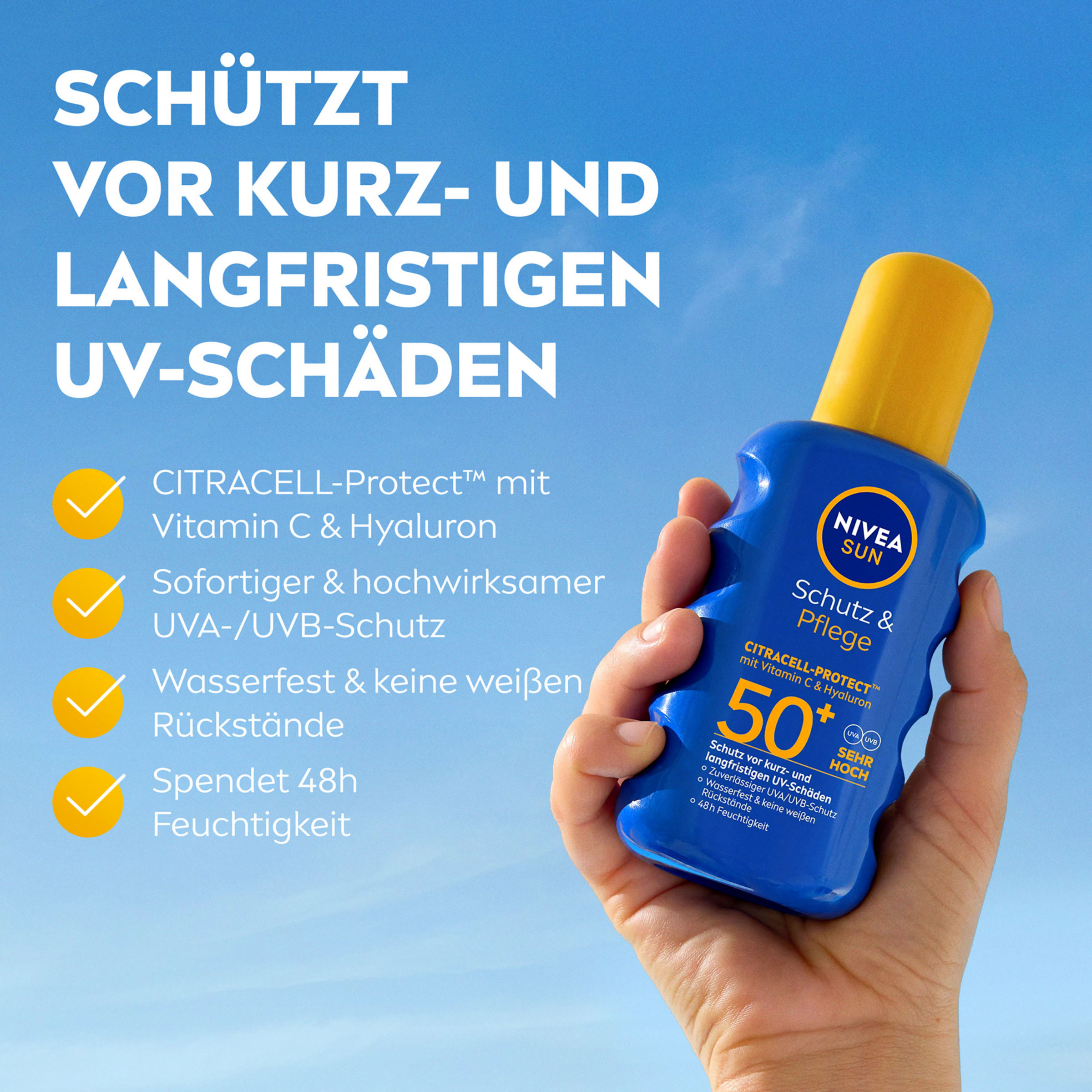 NIVEA SUN Sonnenspray Schutz & Pflege LSF 50+ online kaufen | rossmann.de