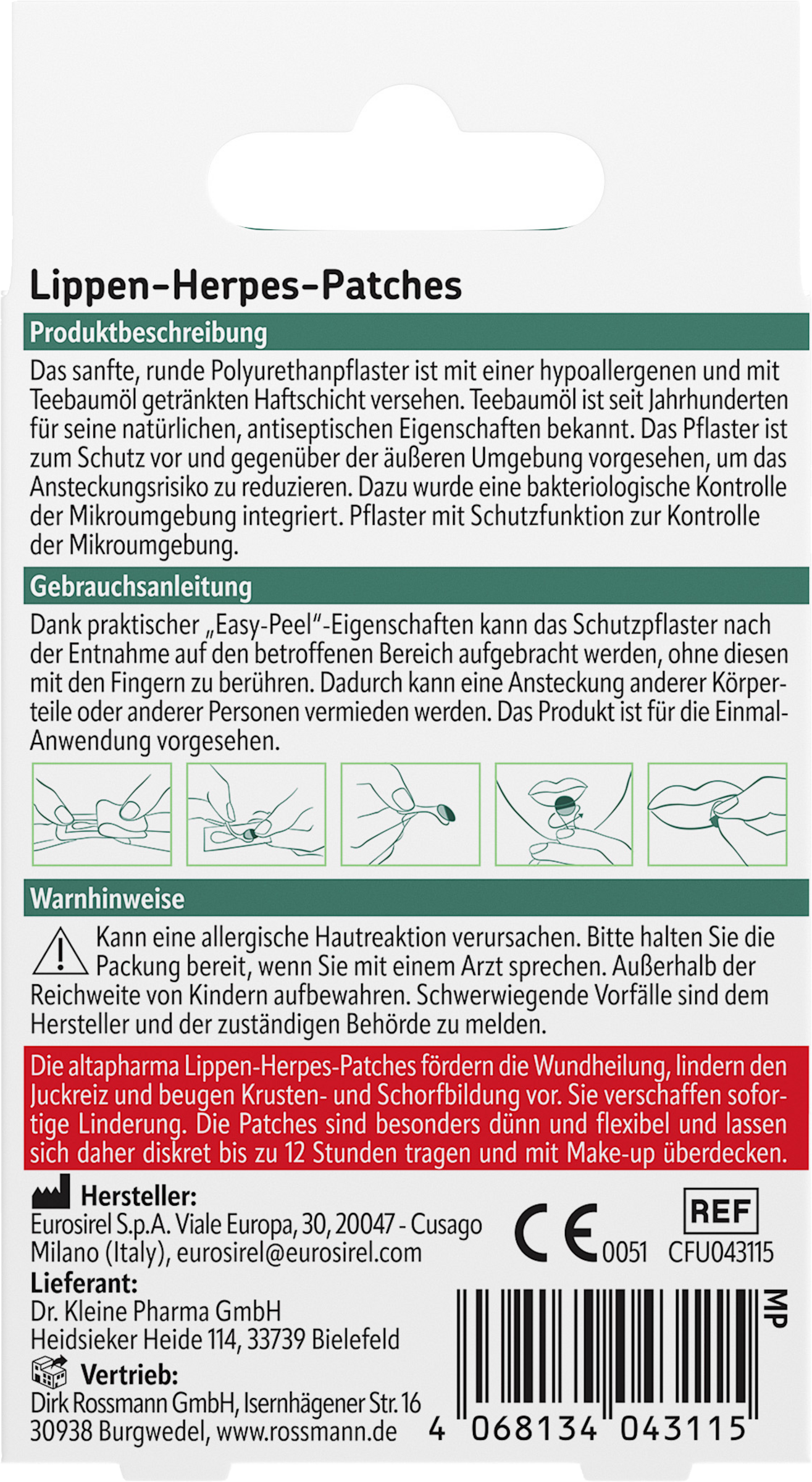 altapharma Lippen-Herpes-Patches online kaufen | rossmann.de