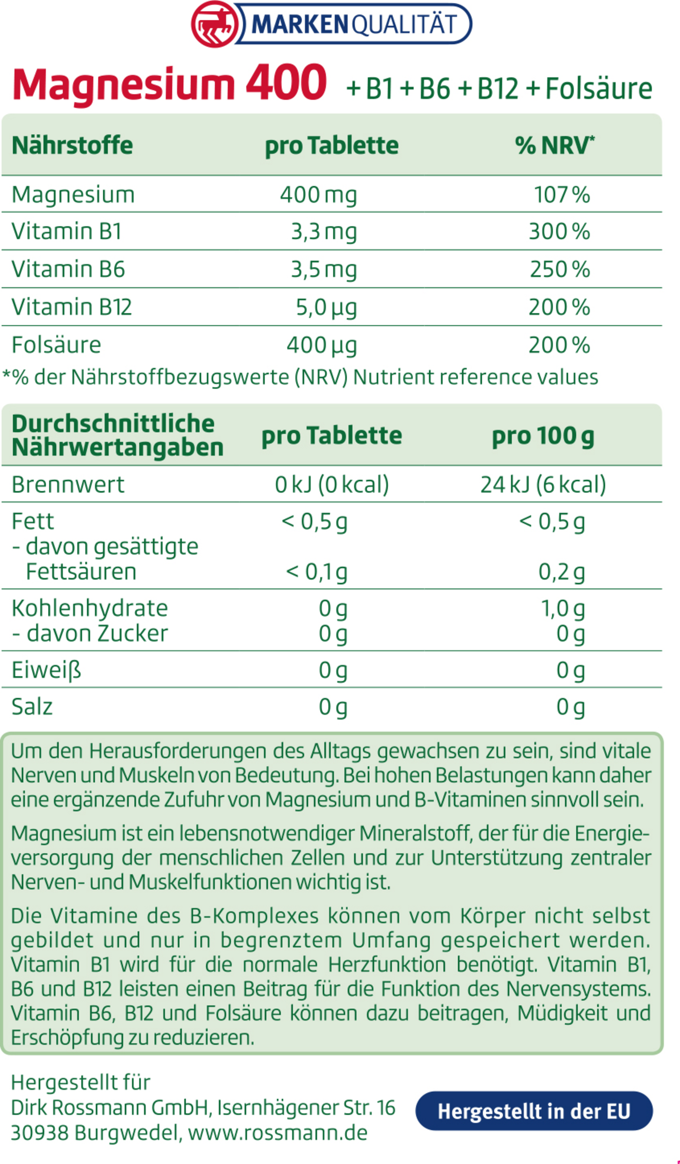 altapharma Magnesium 400 Tabletten online kaufen | rossmann.de