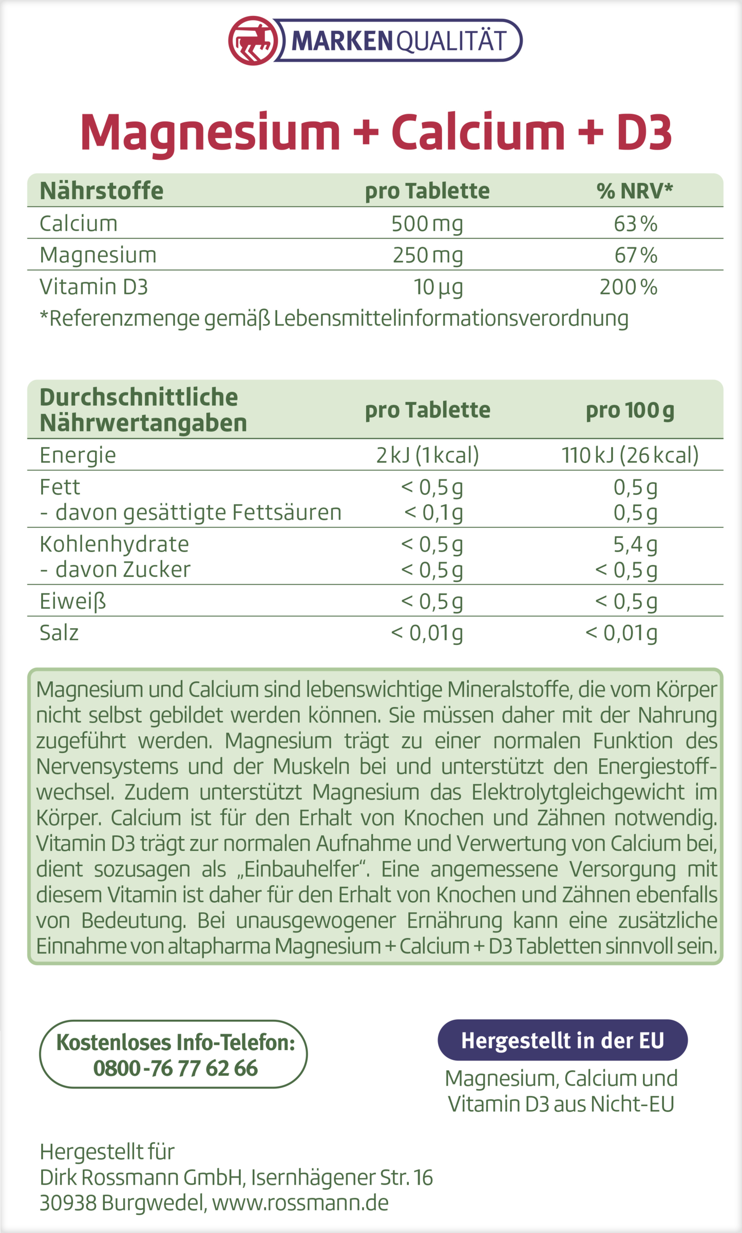 altapharma Magnesium + Calcium + D3 online kaufen | rossmann.de