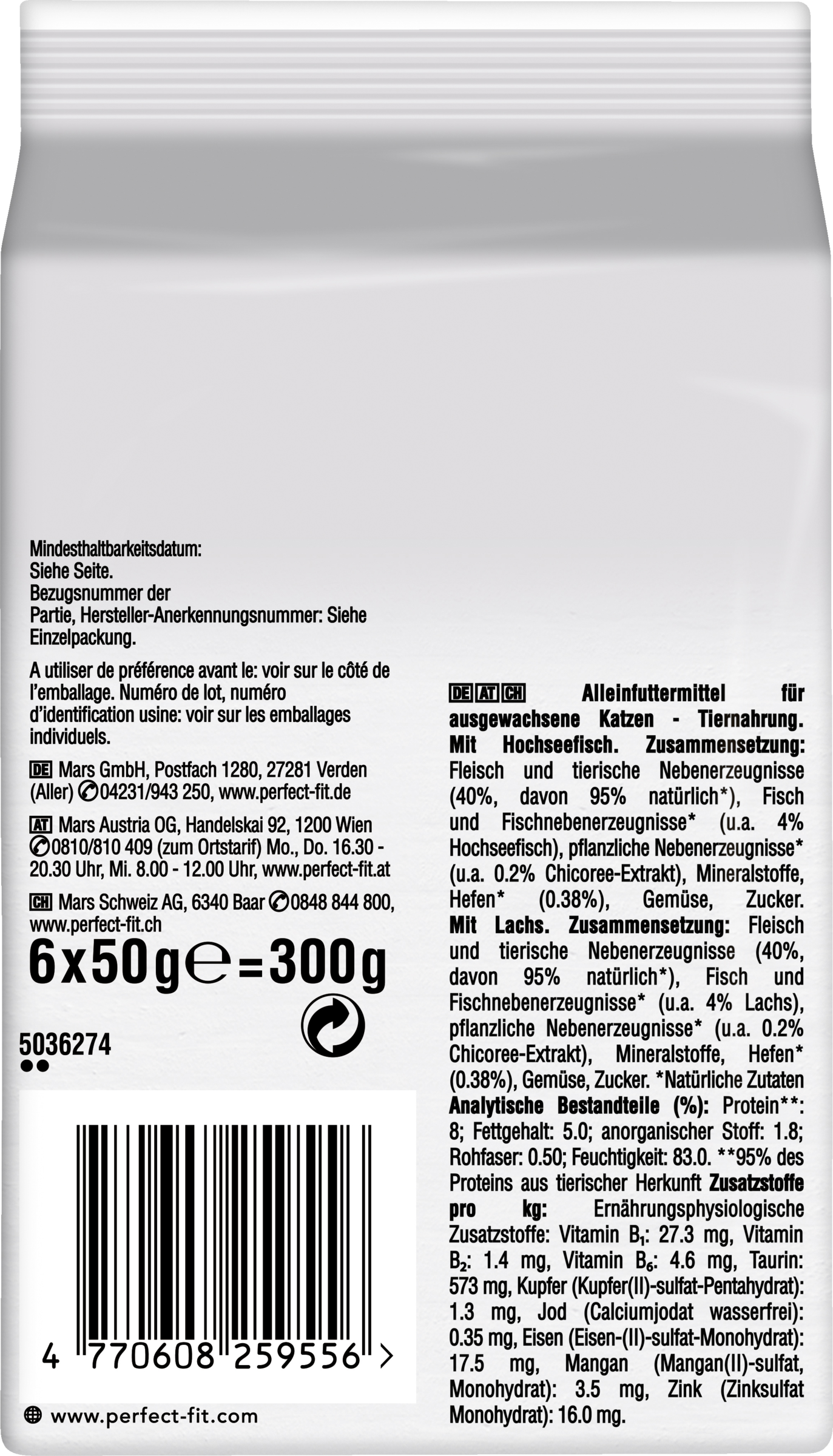 Perfect Fit Katze Natural Vitality Adult 1+ mit Hochseefisch & mit ...