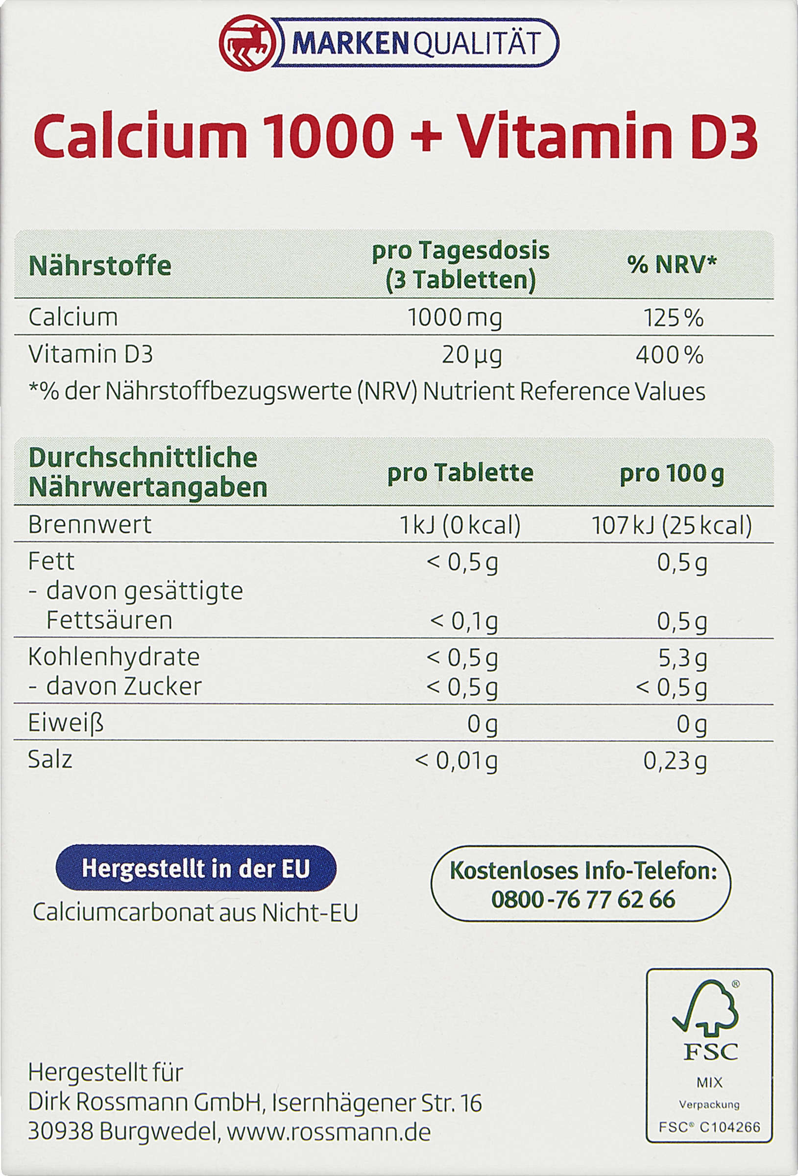 altapharma Calcium 1000 + Vitamin D3 online kaufen | rossmann.de