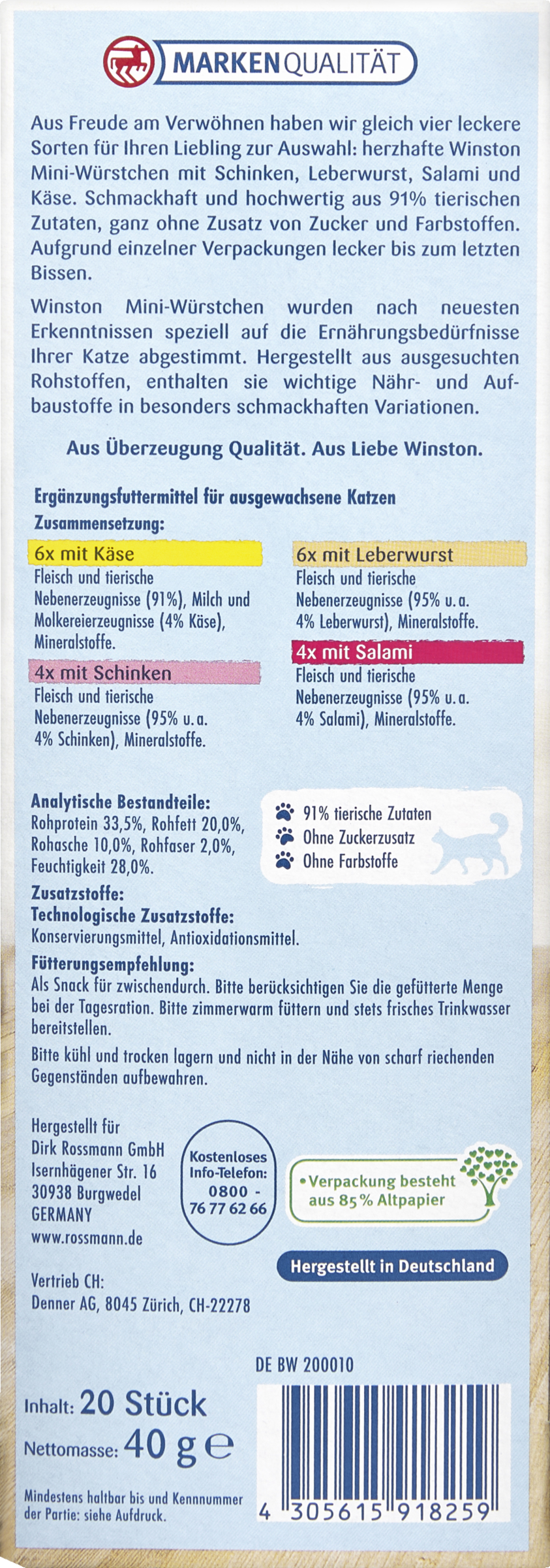 Winston Winston Mini-Würstchen: mit Käse, mit Schinken, mit Leberwurst ...