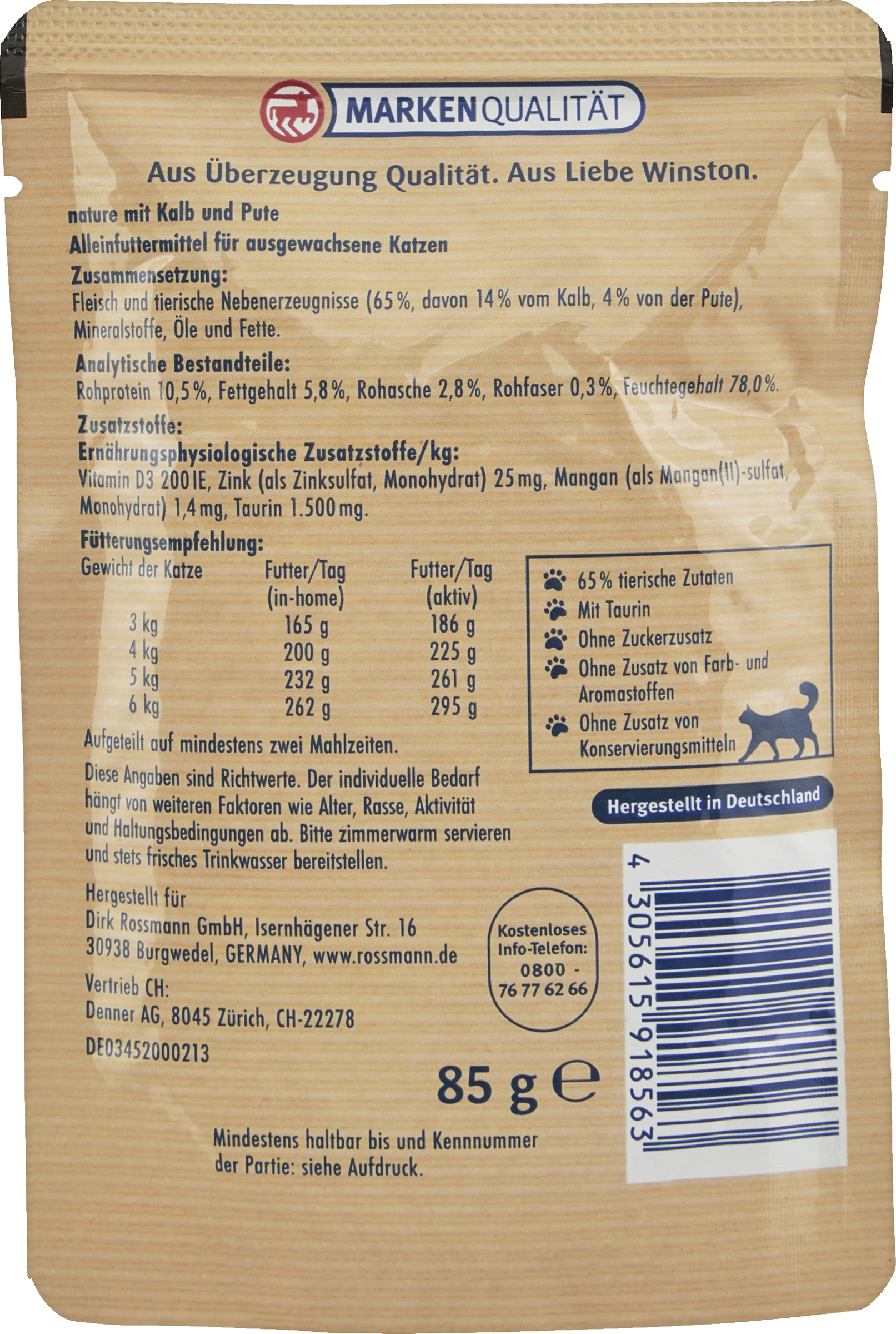 Winston nature Katzenfutter mit Kalb und Pute online kaufen | rossmann.de