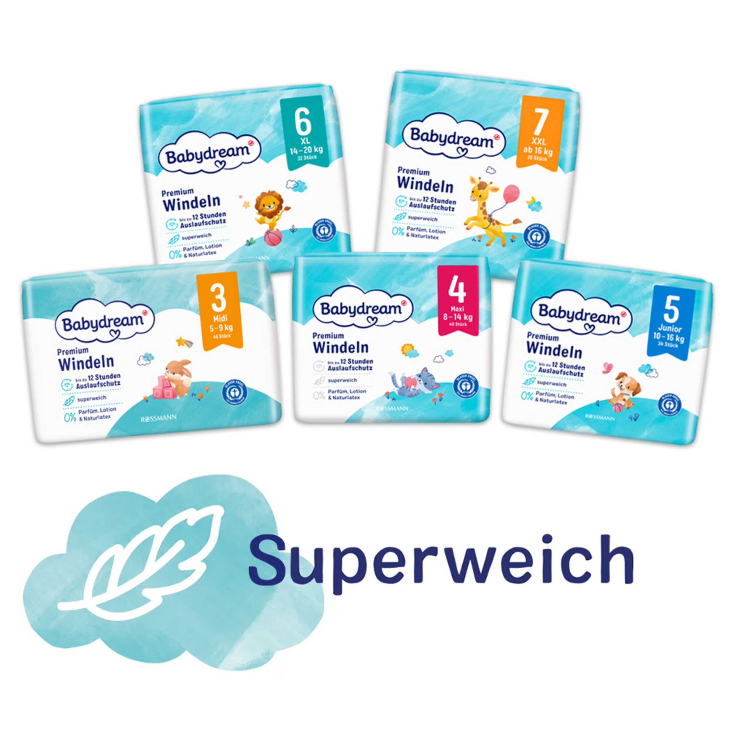 Babydream Premium Windeln Monatspack XL Gr. 6, 128 Stück, 14-20 kg ...